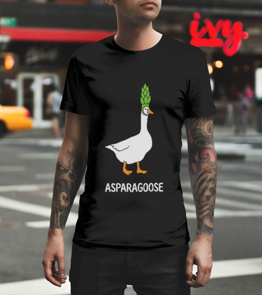 Asparagoose Goose Asparagus Head T-Shirt