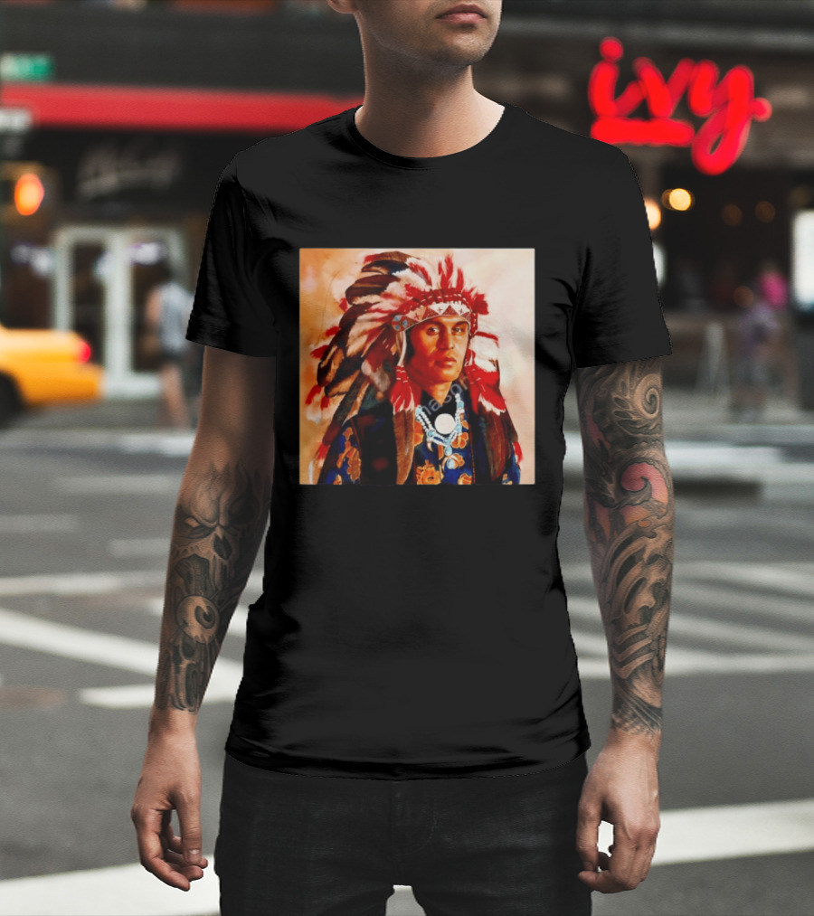 Chief Kirk Native American Indigenous Headdress And Traditional Attire T-Shirt
