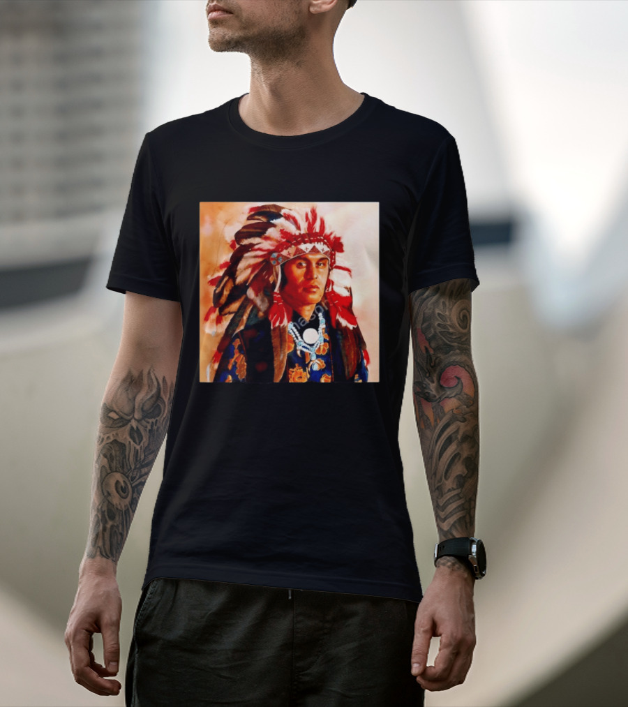 Chief Kirk Native American Indigenous Headdress And Traditional Attire T-Shirt