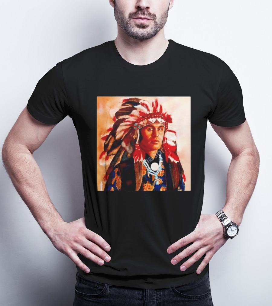 Chief Kirk Native American Indigenous Headdress And Traditional Attire T-Shirt
