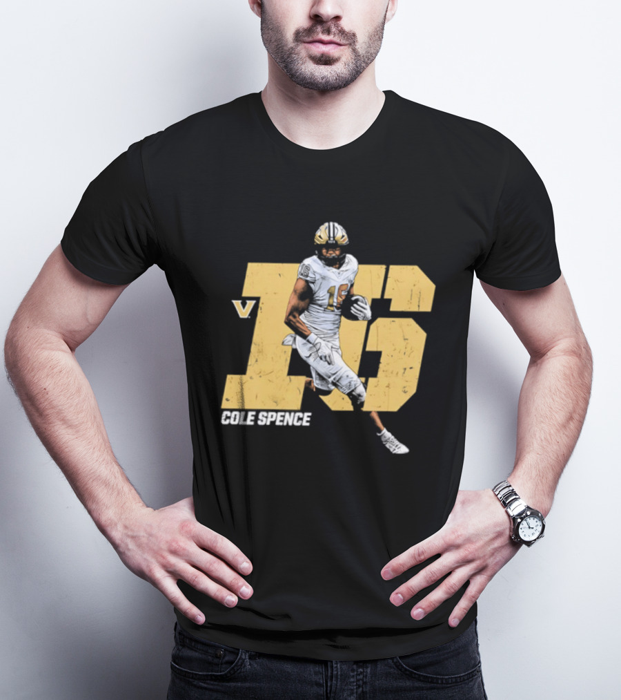Vanderbilt Commodores Cole Spence 16 NCAA Football Player Pose T-Shirt