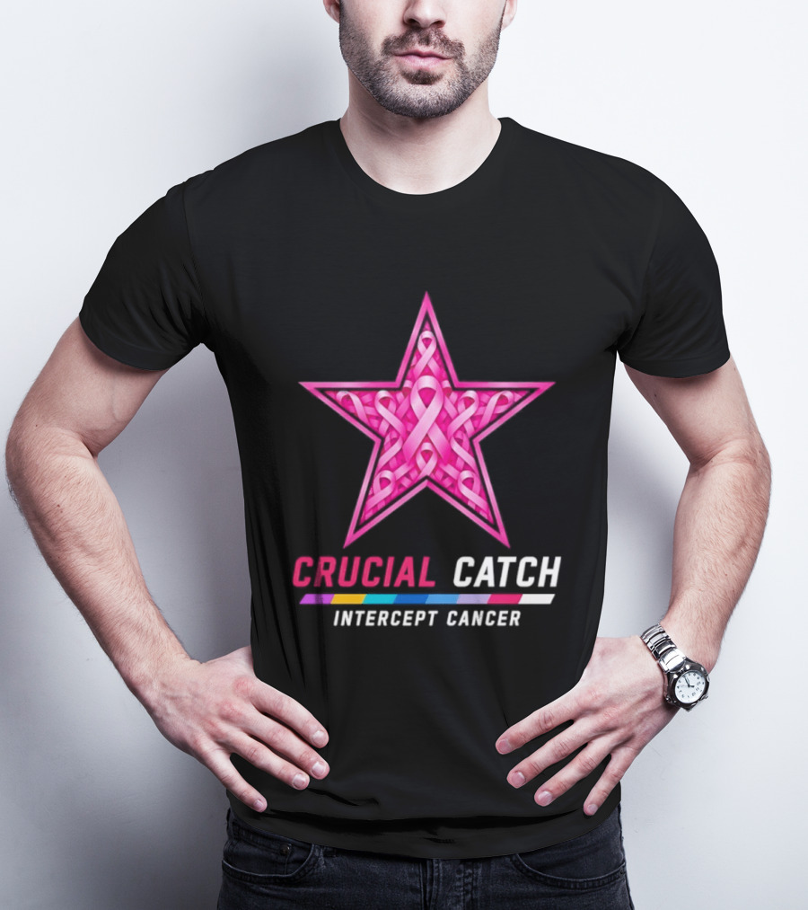 Dallas Cowboys 2026 Crucial Catch Intercept Cancer Pink Ribbon Star T-Shirt