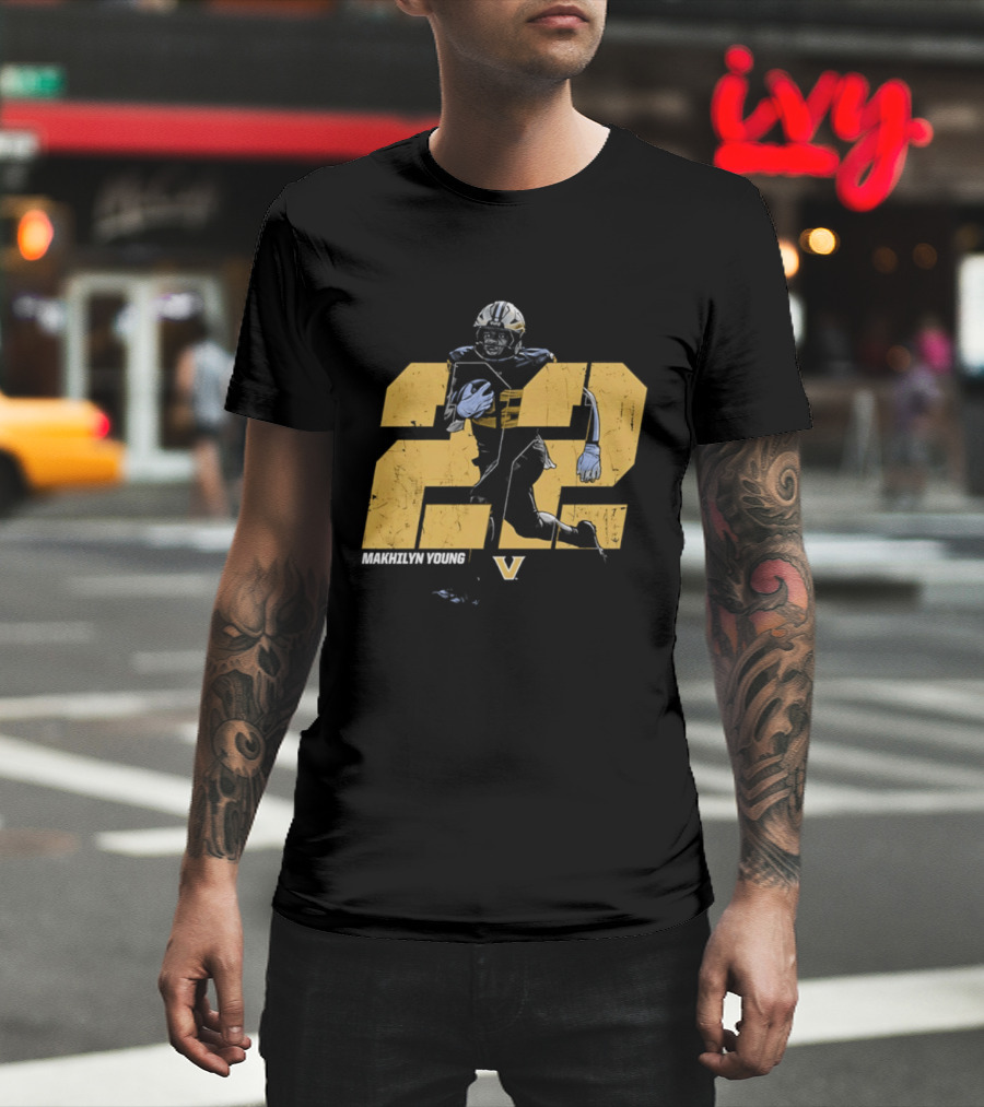 Makhilyn Young 22 Vanderbilt Commodores NCAA Football Player V T-Shirt
