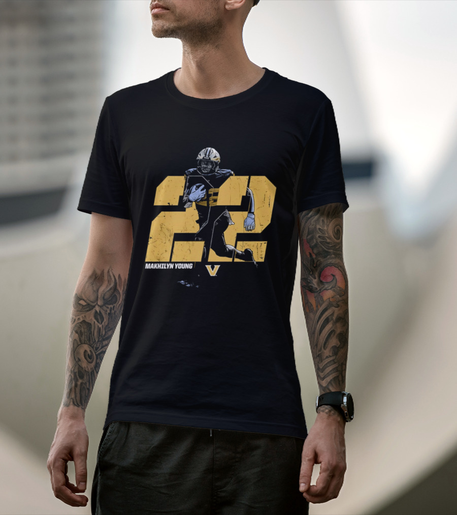 Makhilyn Young 22 Vanderbilt Commodores NCAA Football Player V T-Shirt