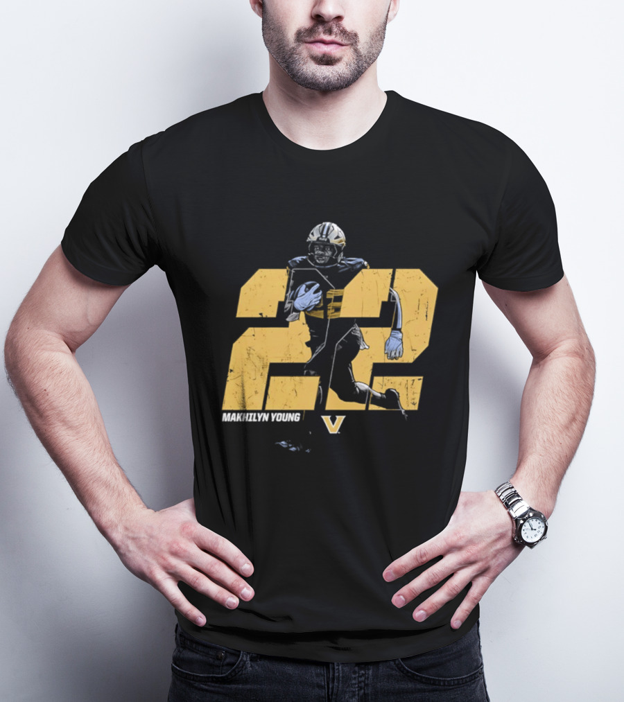 Makhilyn Young 22 Vanderbilt Commodores NCAA Football Player V T-Shirt