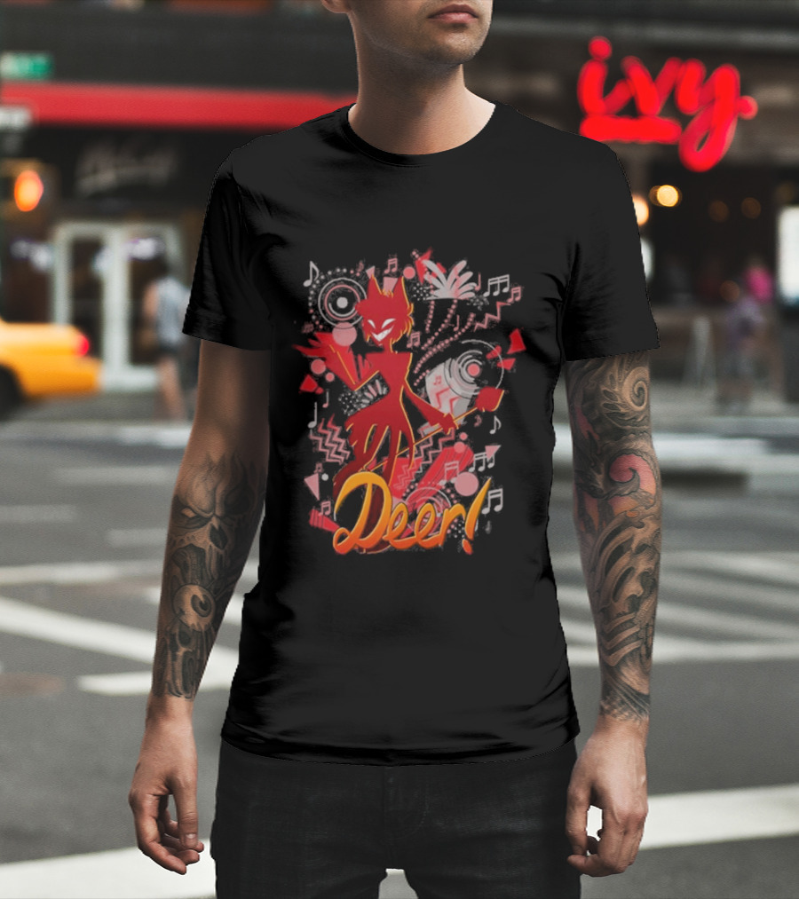 Alastor Hazbin Hotel Deer Music Radio T-Shirt