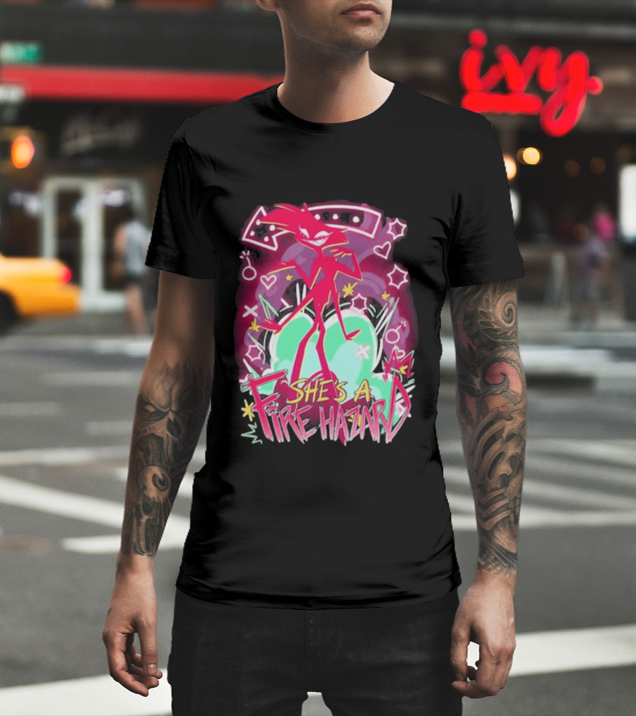 Hazbin Angel Dust She's A Fire Hazard T-Shirt