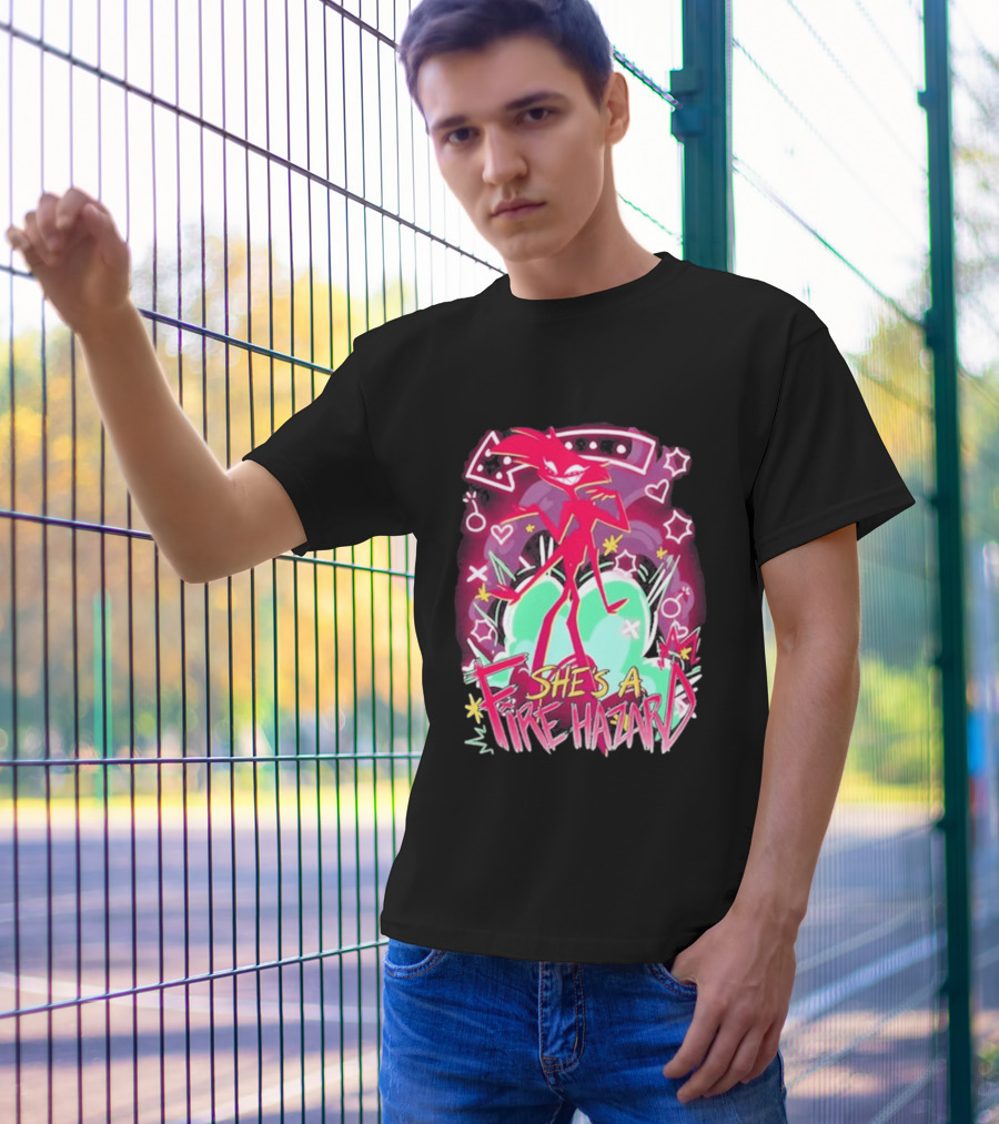 Hazbin Angel Dust She's A Fire Hazard T-Shirt
