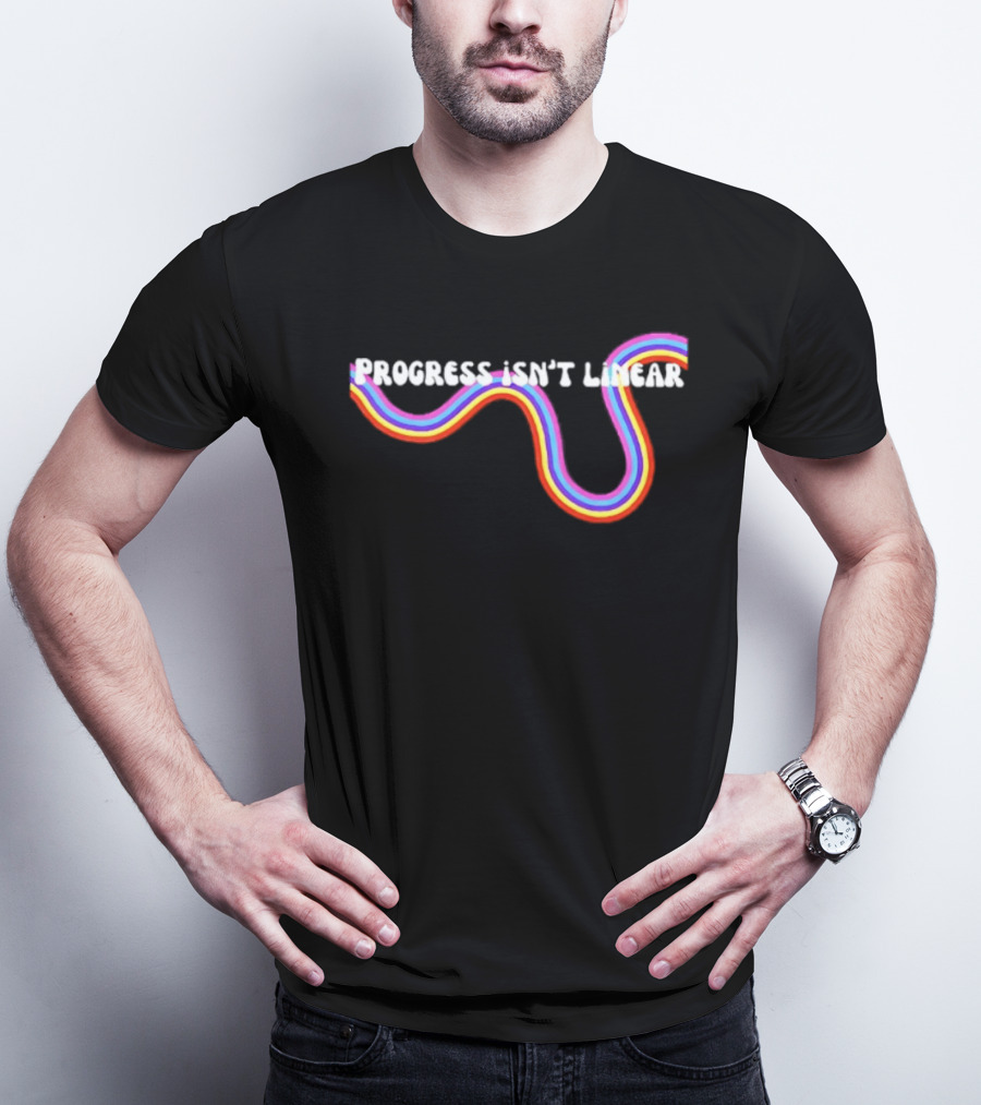 Progress Isn't Linear Rainbow Ribbon Curve T-Shirt