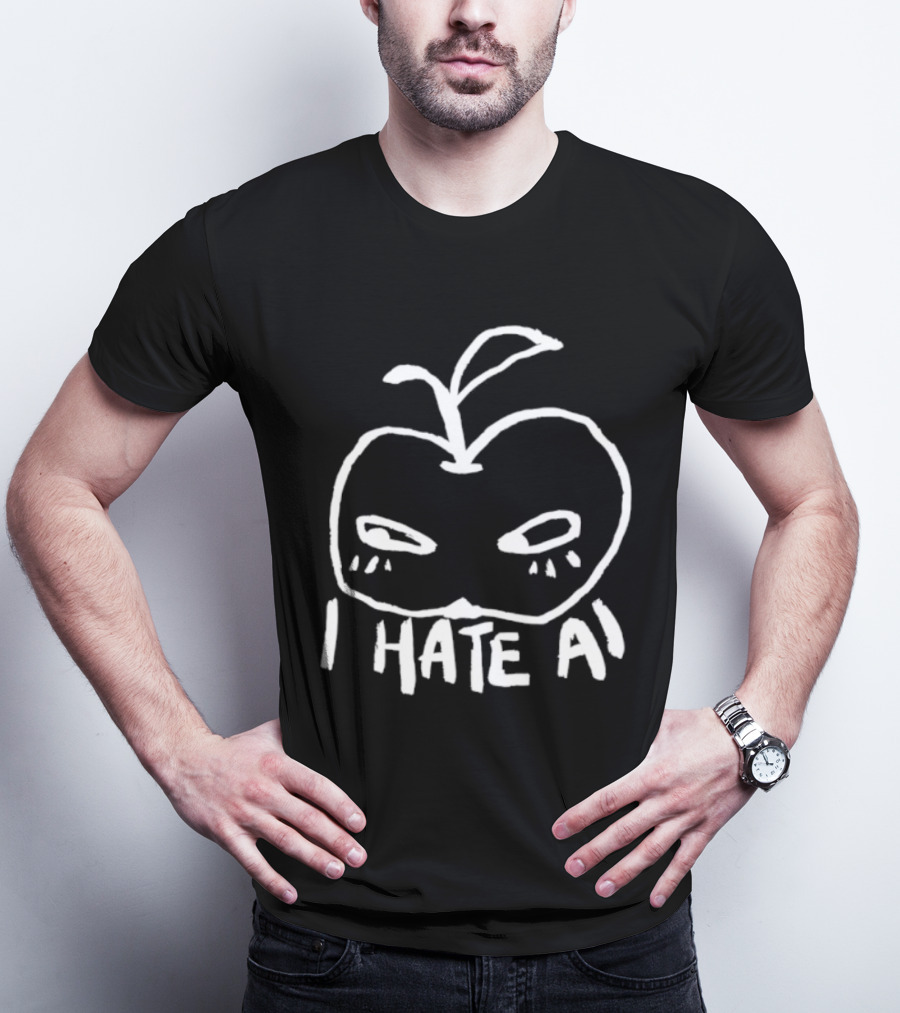 I Hate AI Apple Anti AI Technology Digital T-Shirt