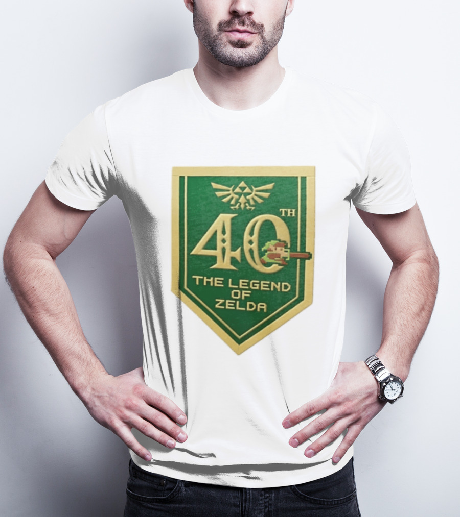 40th Anniversary The Legend Of Zelda With Link Pixel Art And Triforce T-Shirt