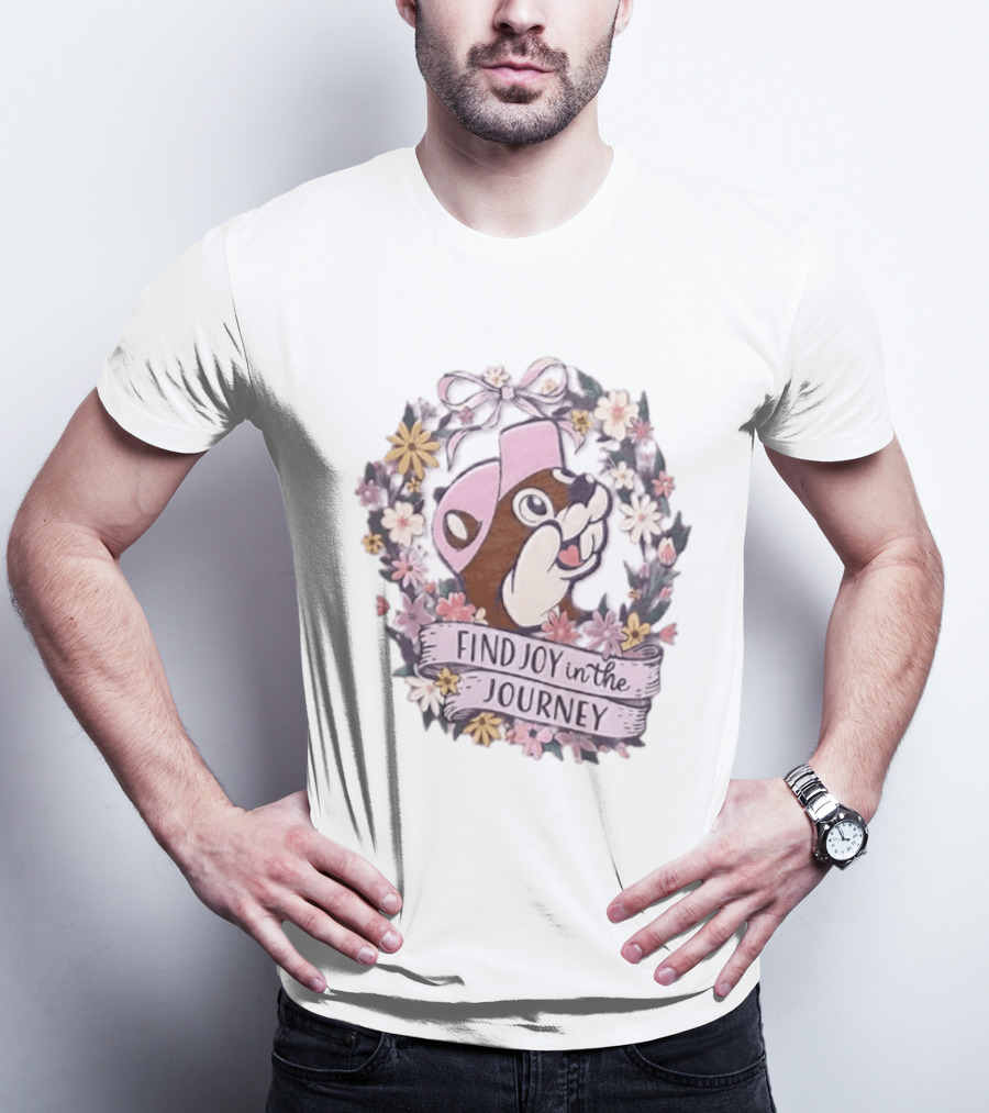 Buc Ee's Find Joy In The Journey Beaver Floral Wreath T-Shirt