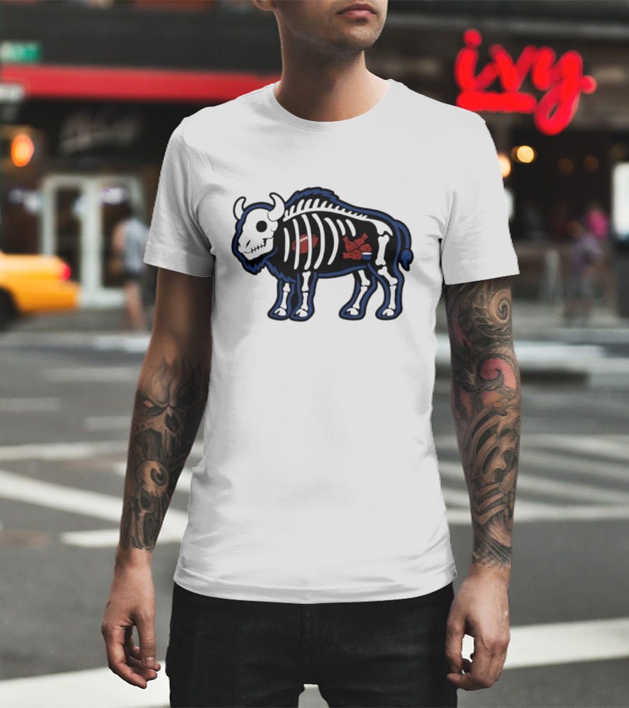 Buffalo Mafia Football X Ray Skeleton Drawing With Chicken Wings And Blue Cheese T-Shirt