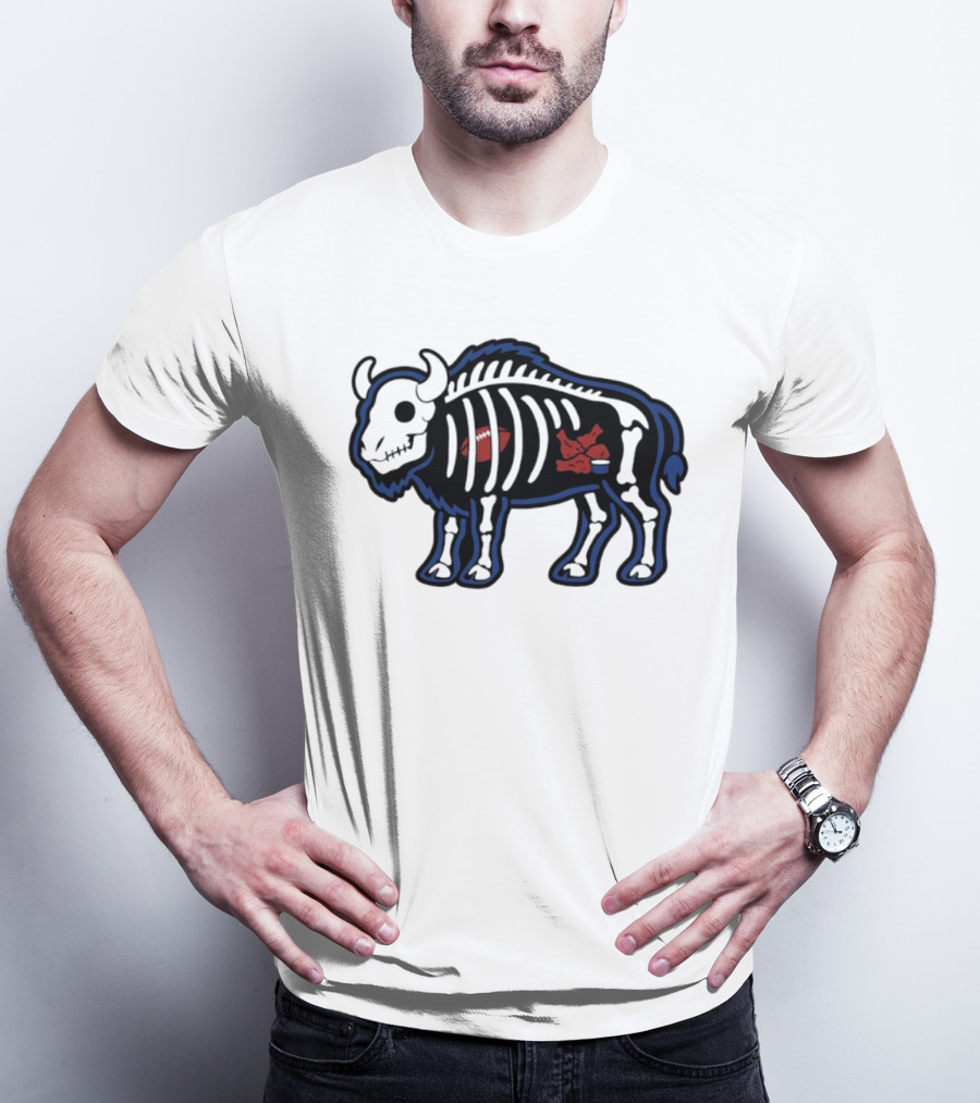 Buffalo Mafia Football X Ray Skeleton Drawing With Chicken Wings And Blue Cheese T-Shirt