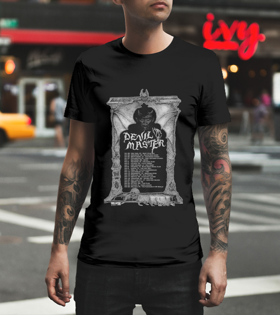 Devil Master Tour Dates Relapse Records Gothic With Vampire And Bat T-Shirt
