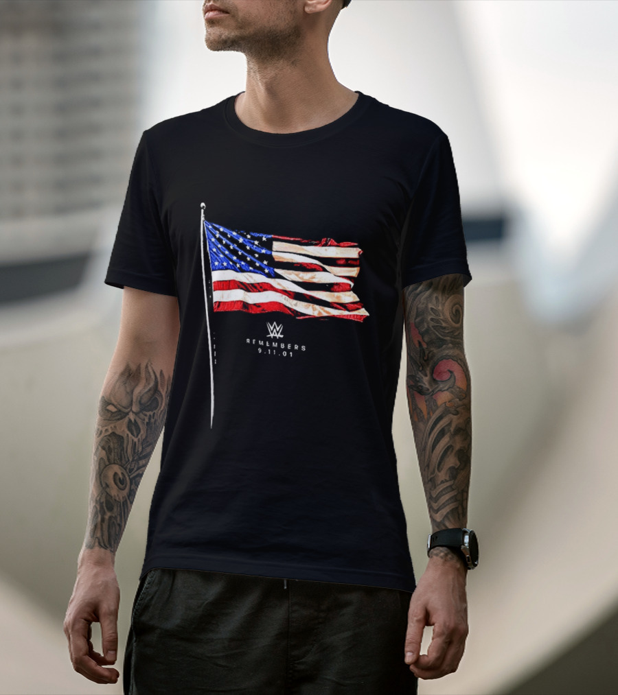 WWE Remembers American Flag Patriot Tribute Vintage Look T-Shirt