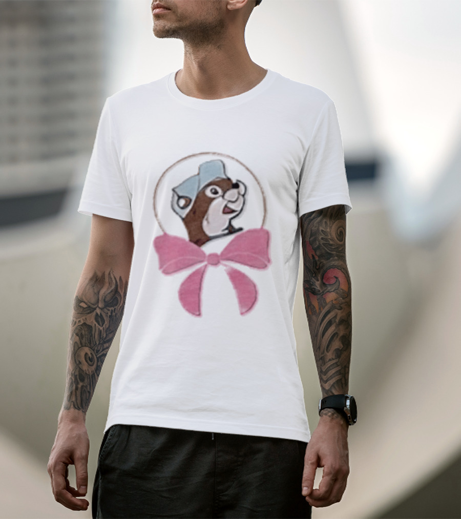 Buc Ee's Beaver With Pink Bow Icon In Circle T-Shirt