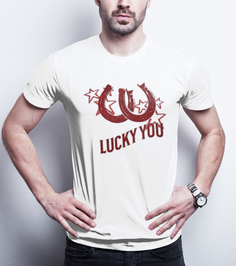 Lucky You Two Horseshoes Stars T-Shirt