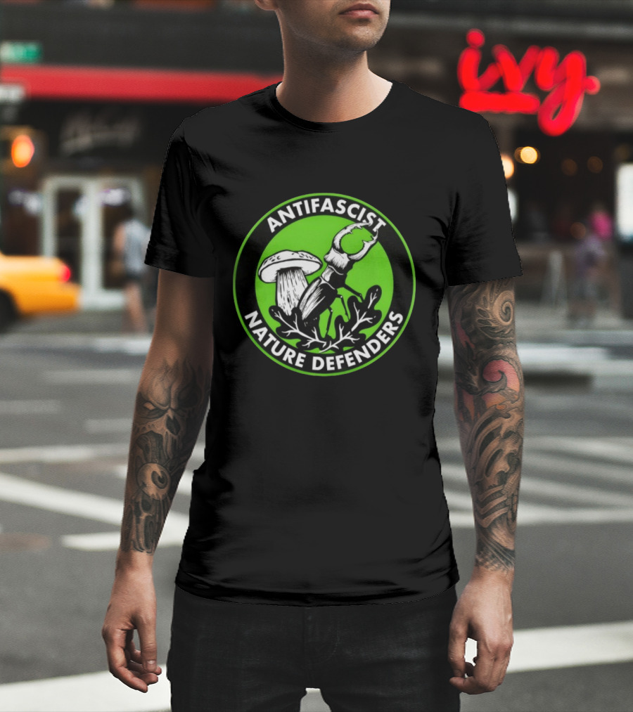Antifascist Nature Defenders Mushroom Beetle T-Shirt