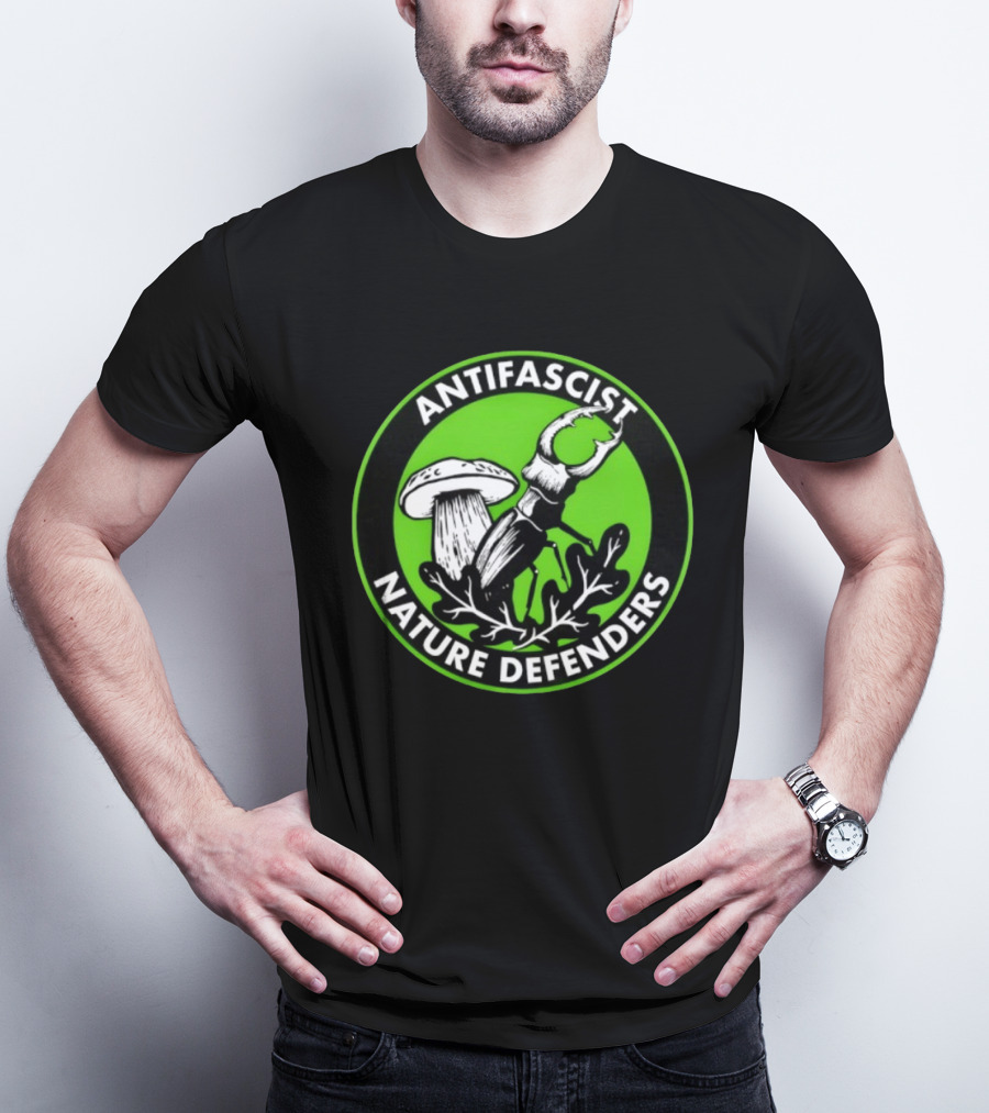 Antifascist Nature Defenders Mushroom Beetle T-Shirt