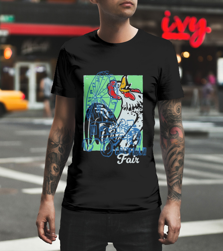 Canfield Fair Rooster Tractor Ferris Wheel Paint T-Shirt