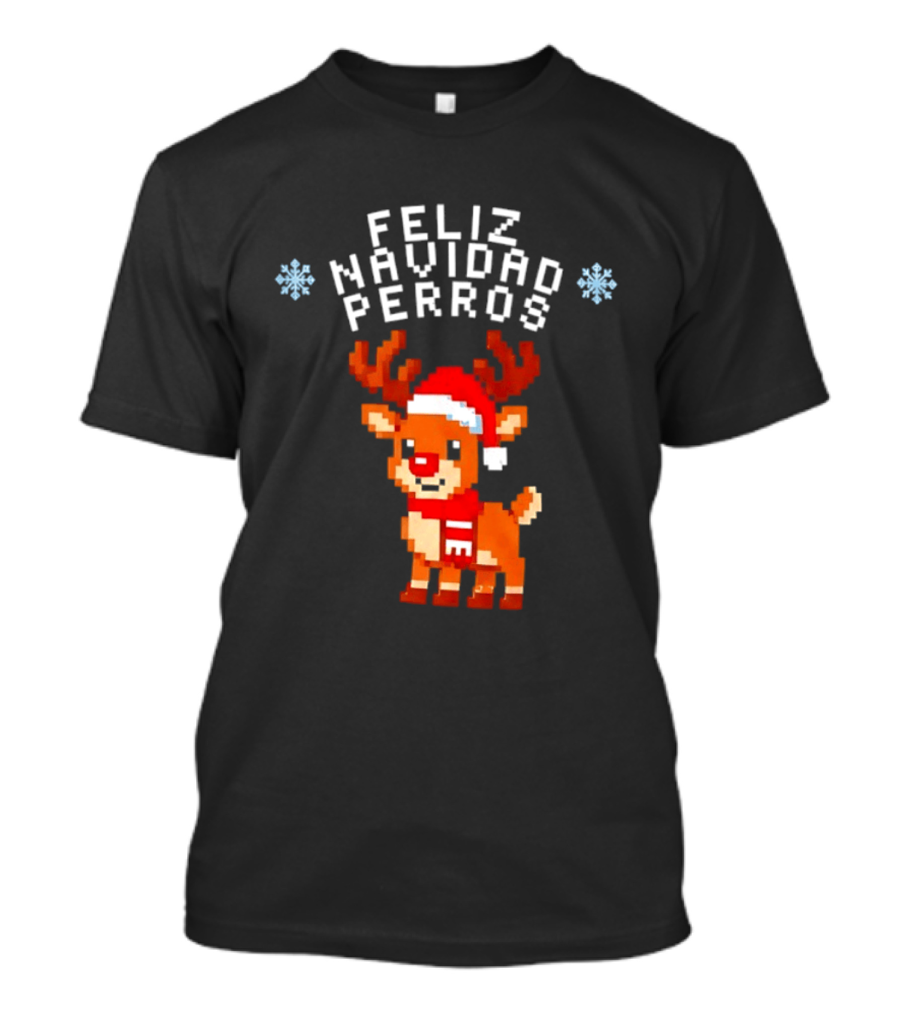 Feliz Navidad Perros Pixel Art Christmas Reindeer T-Shirt