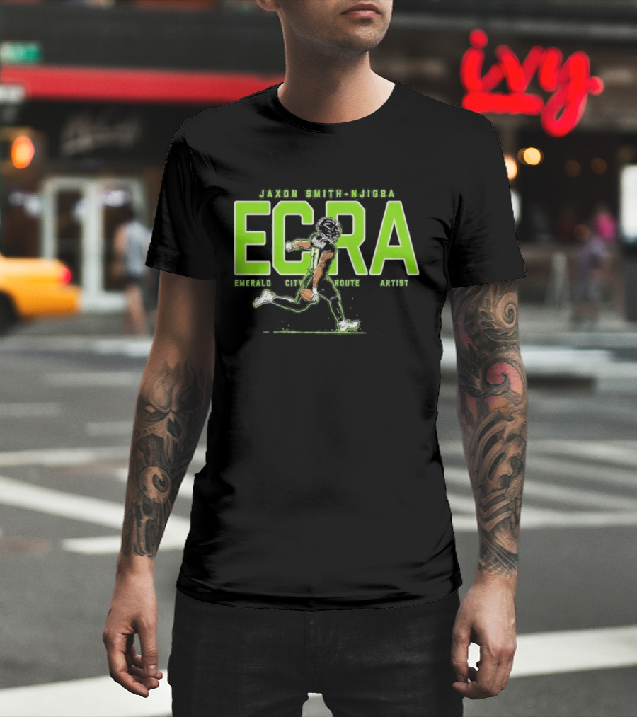 Jaxon Smith Njigba ECRA Emerald City Route Artist T-Shirt