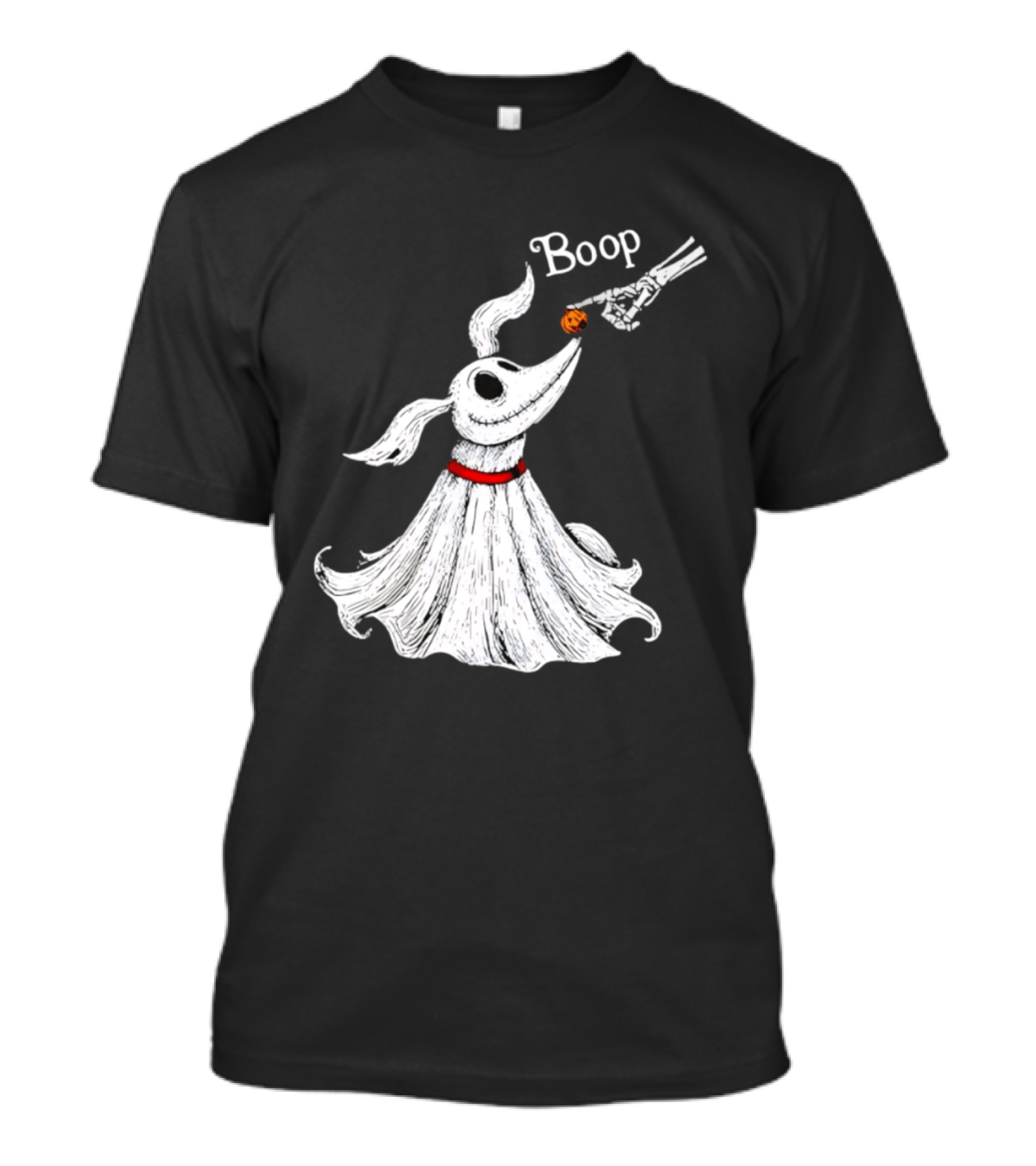 Zero Dog Boop Halloween Skeleton Hand Ghost Dog Pumpkin Nose T-Shirt