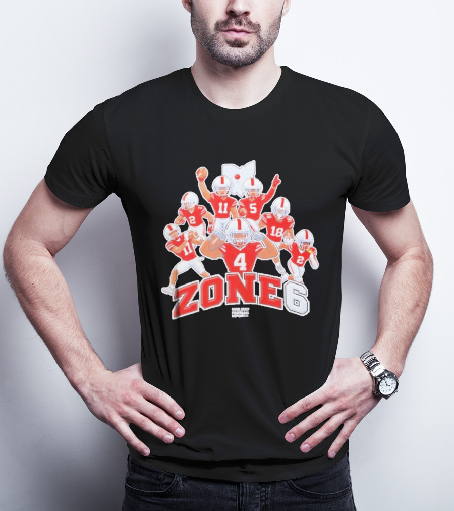 Zone 6 Ohio State Buckeyes Football Players Pose With State T-Shirt