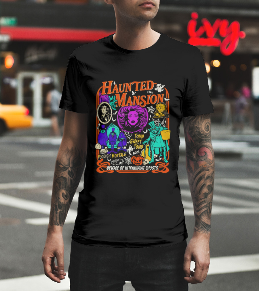 Haunted Mansion Madame Leota Beware Of Hitchhiking Ghosts Foolish Mortals Halloween T-Shirt