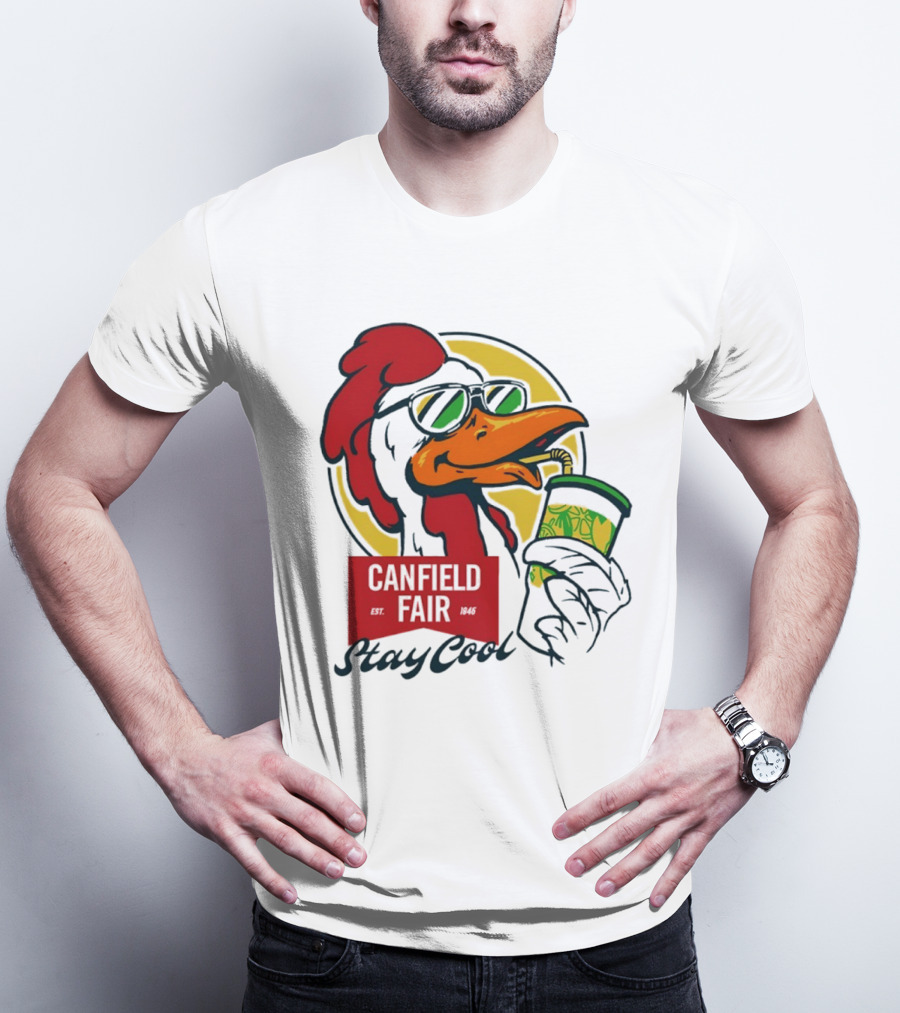 Canfield Fair Stay Cool Rooster Drinking Lemonade T-Shirt