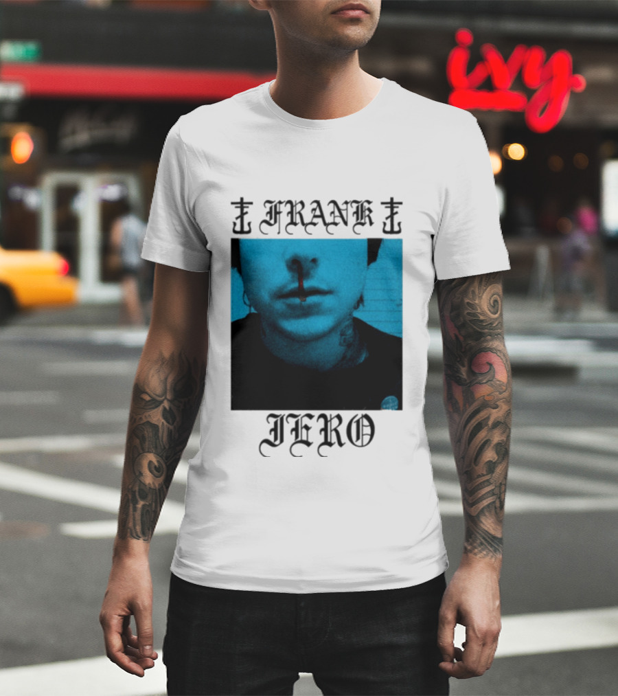 FRANK IERO Bloody Nose Blue White T-Shirt