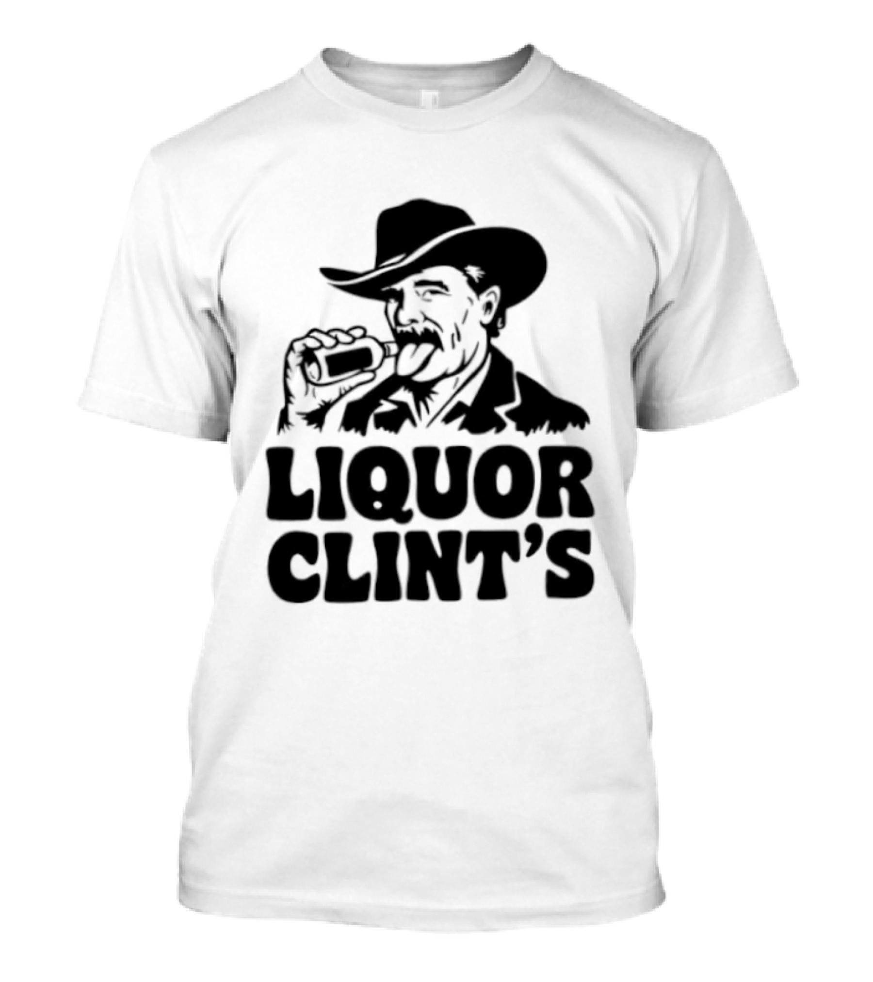 Liquor Clint's Clint Eastwood Western Cowboy Drinking Whiskey T-Shirt