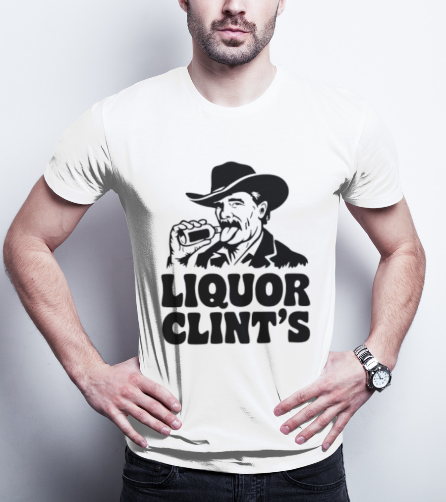Liquor Clint's Clint Eastwood Western Cowboy Drinking Whiskey T-Shirt