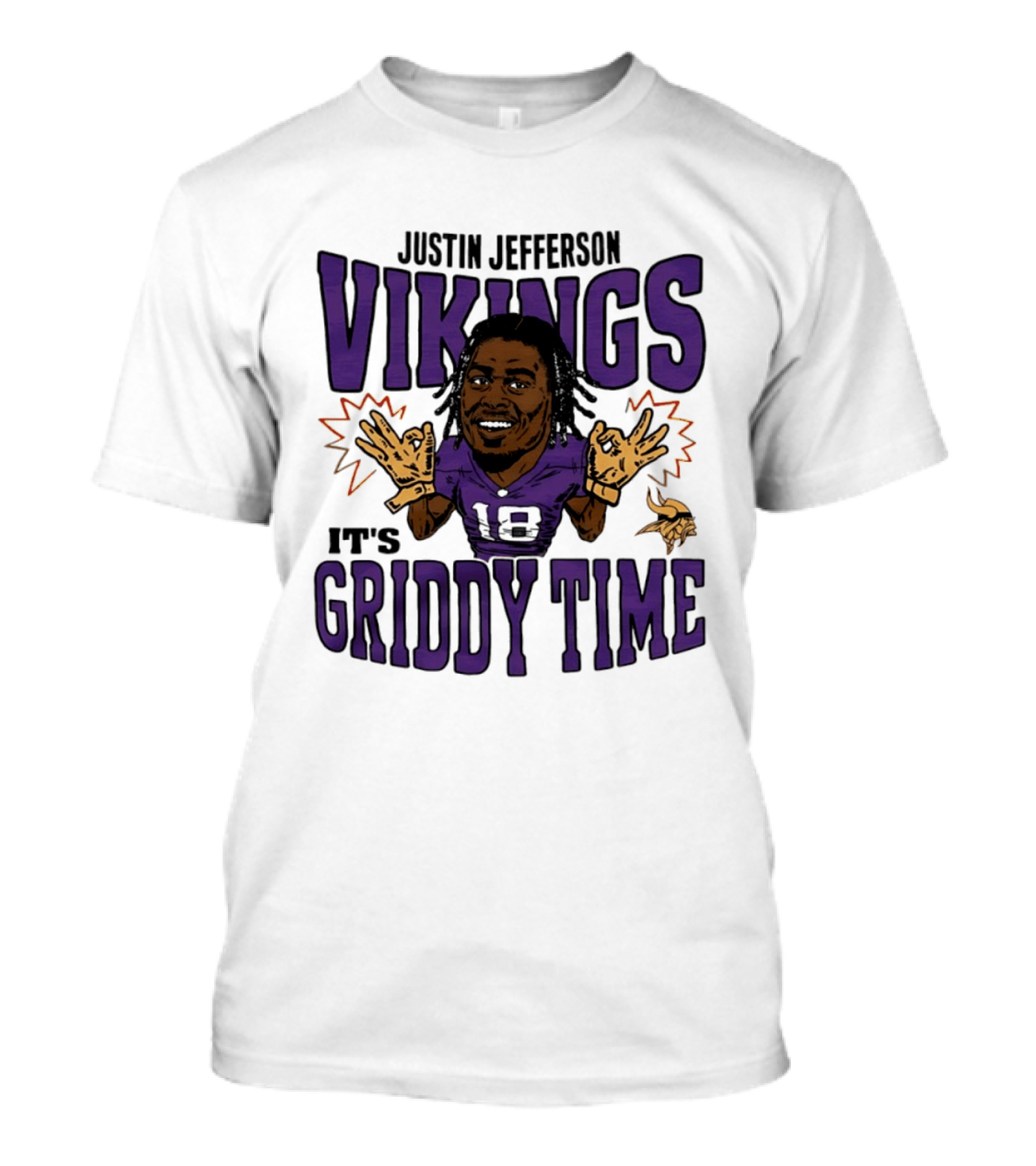 Minnesota Vikings Justin Jefferson It's Griddy Time Caricature T-Shirt