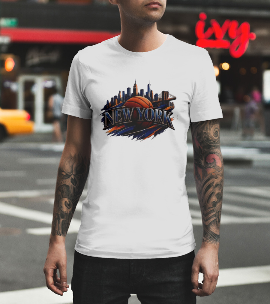 New York Basketball Skyline Cityscape T-Shirt