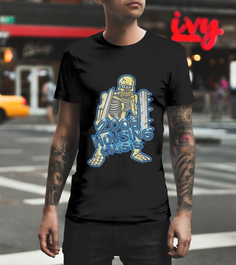 2008 Housing Crisis Skeleton Economic Crash Iconic Visual Representation T-Shirt