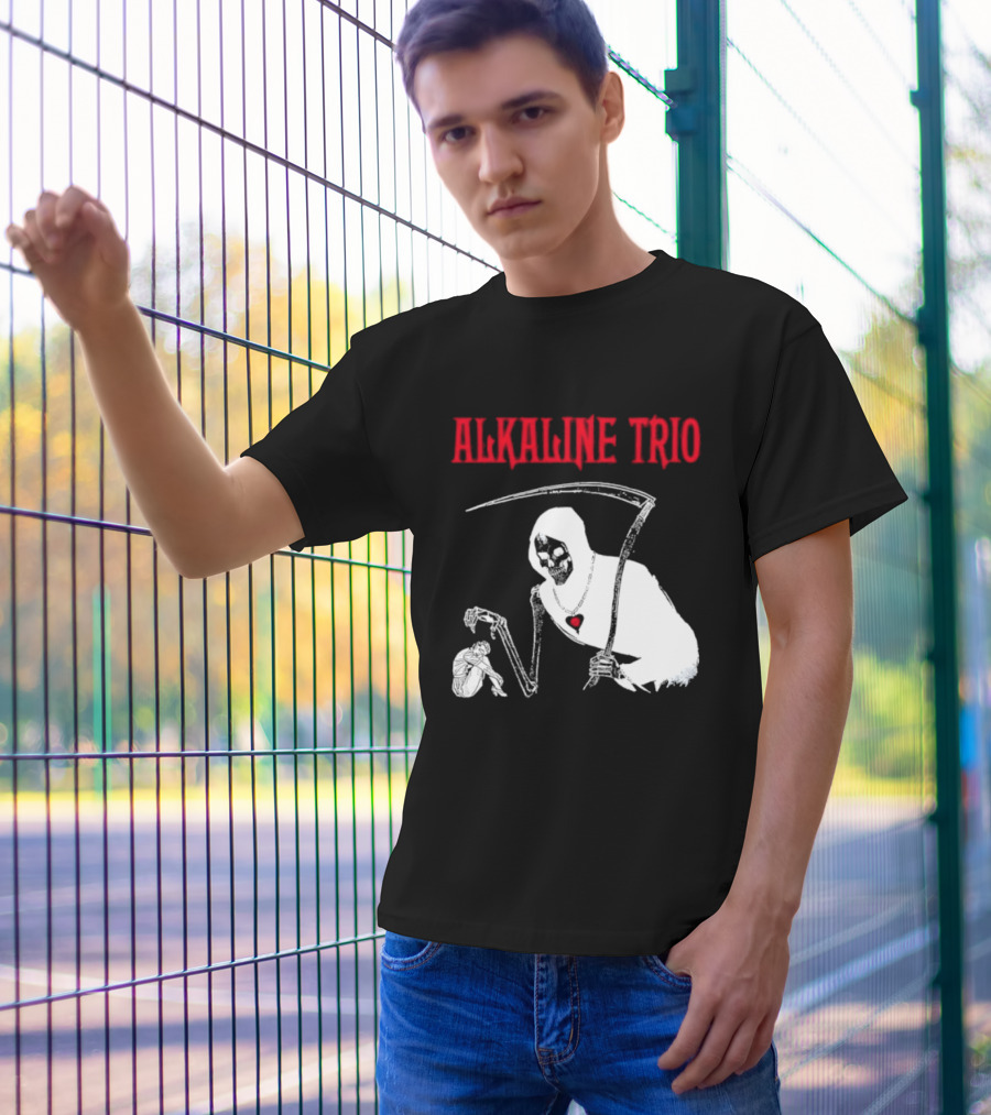 Alkaline Trio Grim Reaper Scythe Heart Skeleton T-Shirt
