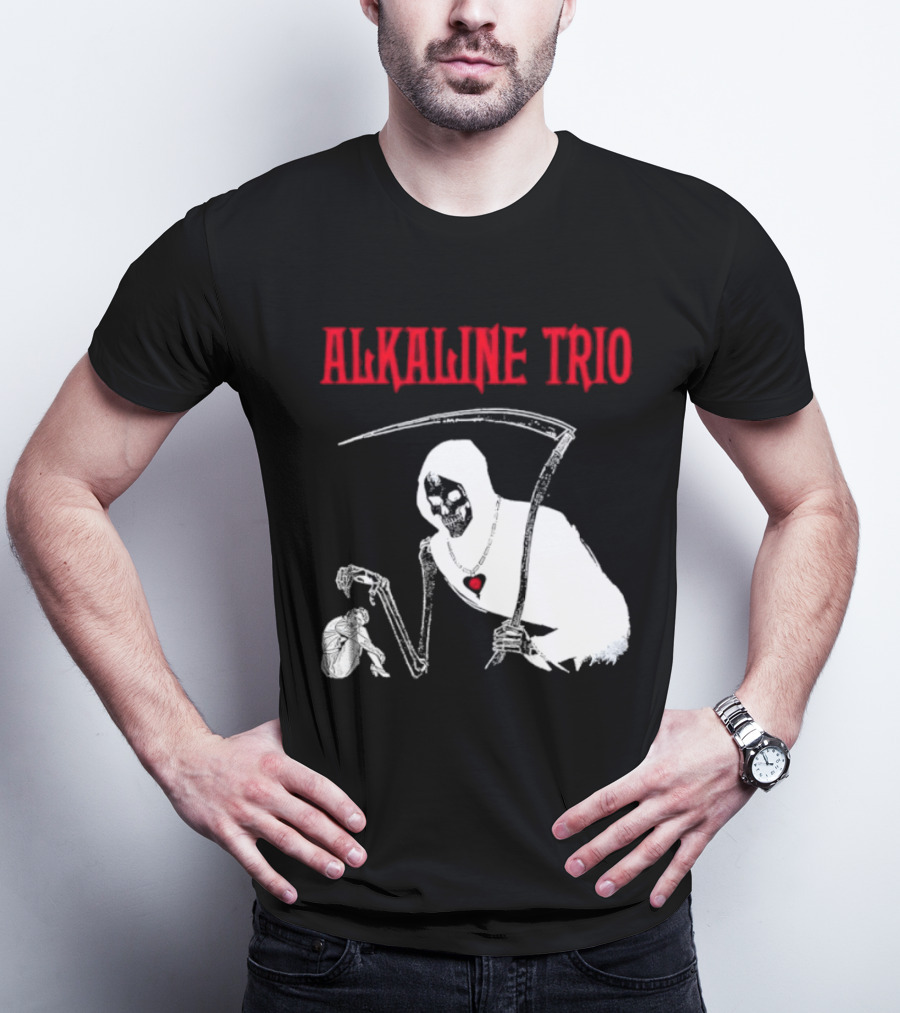 Alkaline Trio Grim Reaper Scythe Heart Skeleton T-Shirt