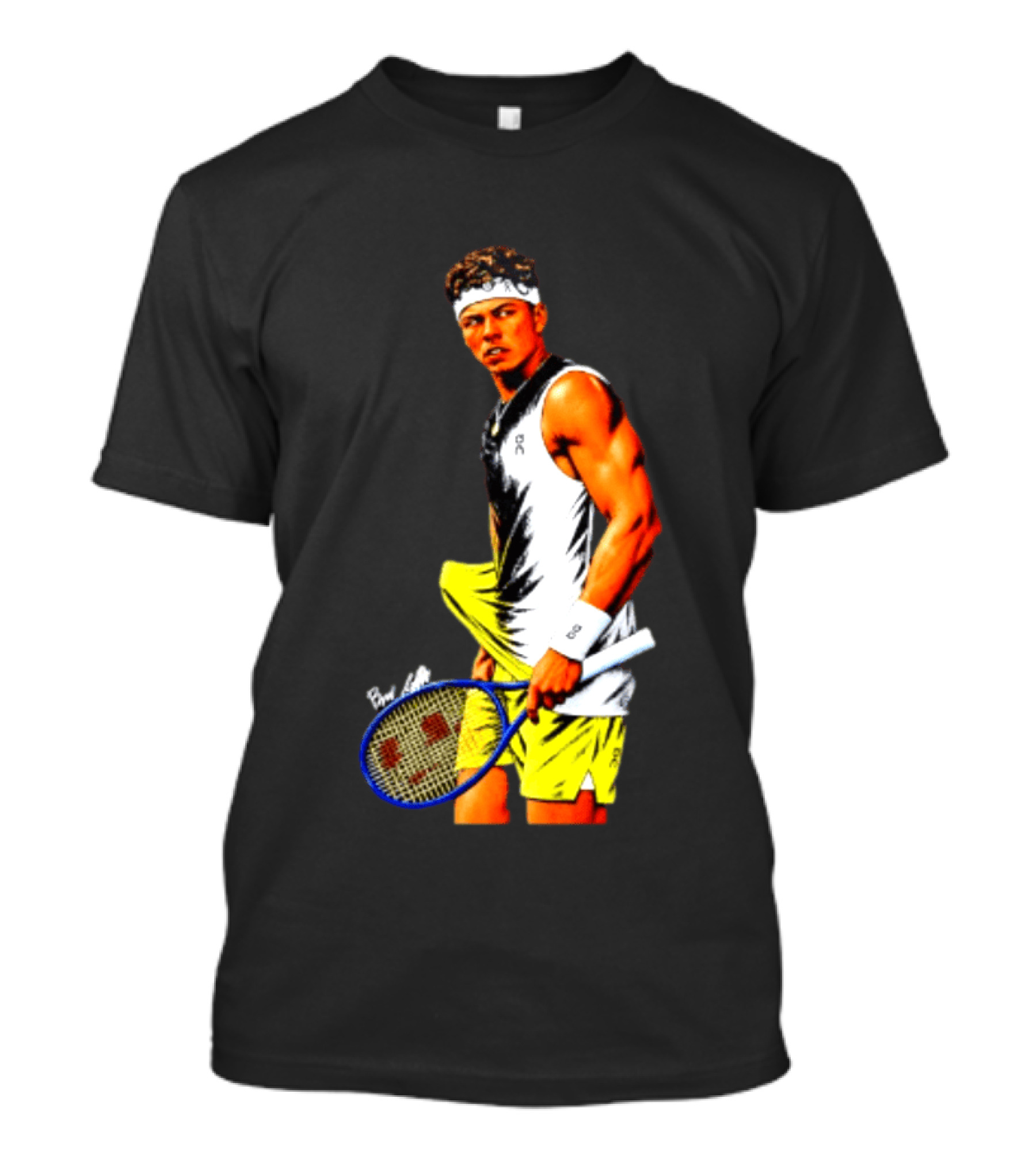 Ben Shelton Tennis Player 2026 Cartoon With Headband And Racket T-Shirt