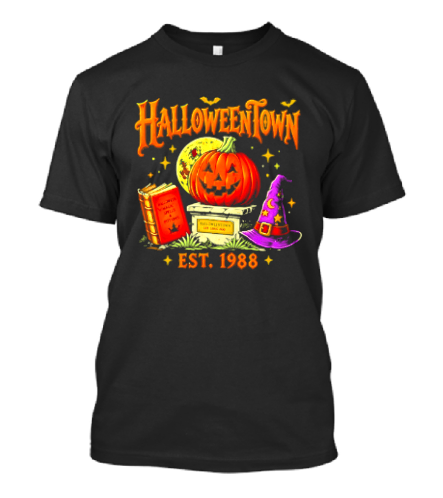 Halloweentown Est 1988 Magic Spells And Potions Pumpkin Witch Hat Book T-Shirt