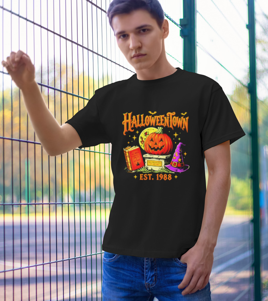 Halloweentown Est 1988 Magic Spells And Potions Pumpkin Witch Hat Book T-Shirt