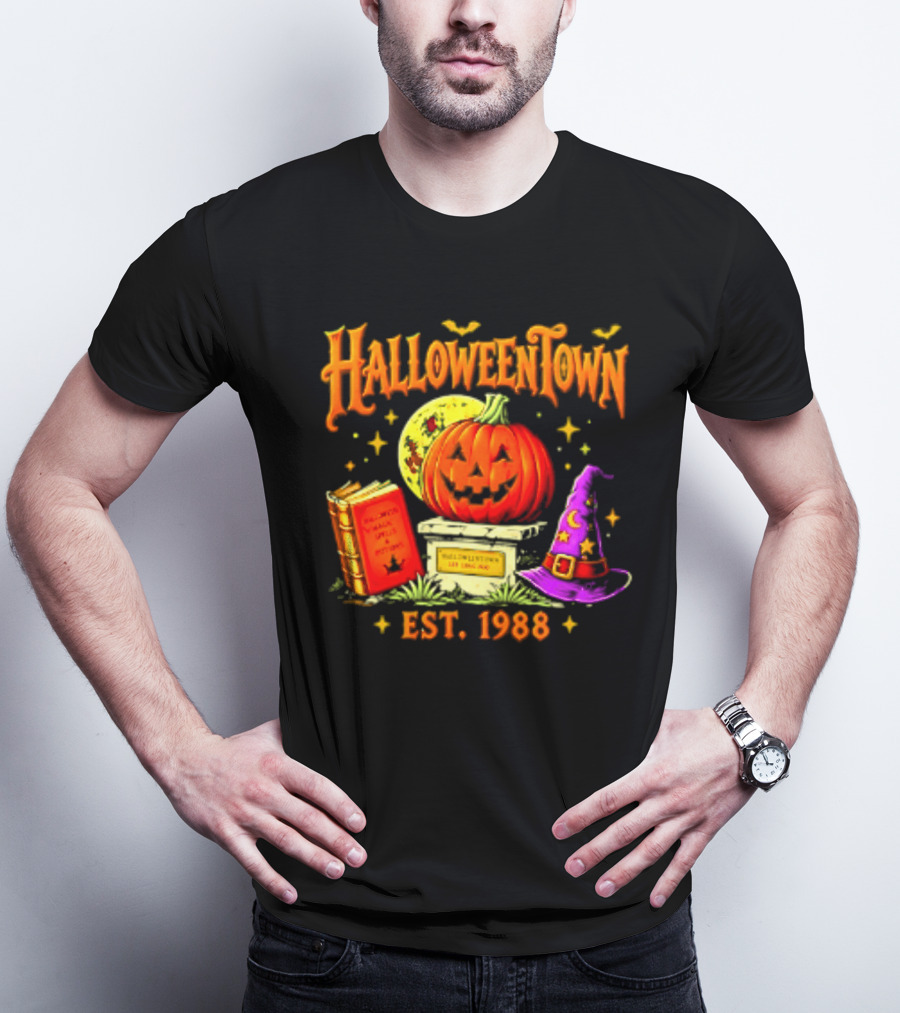 Halloweentown Est 1988 Magic Spells And Potions Pumpkin Witch Hat Book T-Shirt