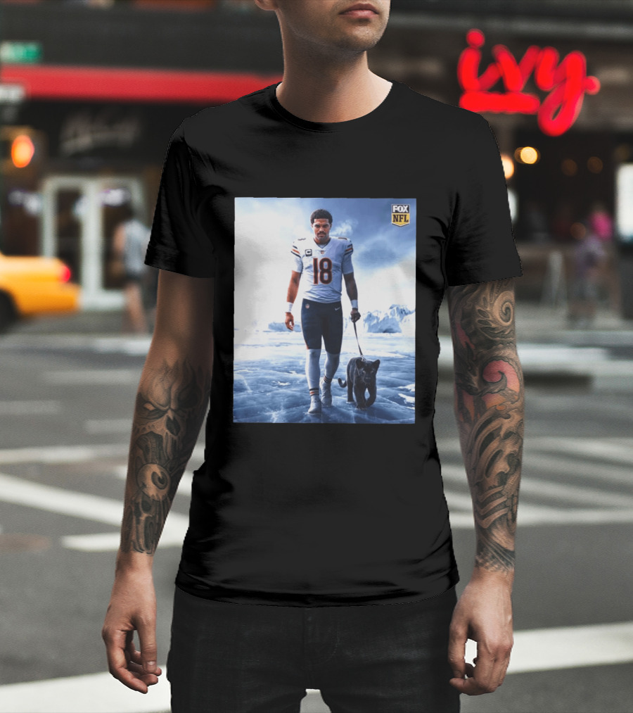 Chicago Bears Caleb Williams Black Panther NFL Ice Walk T-Shirt