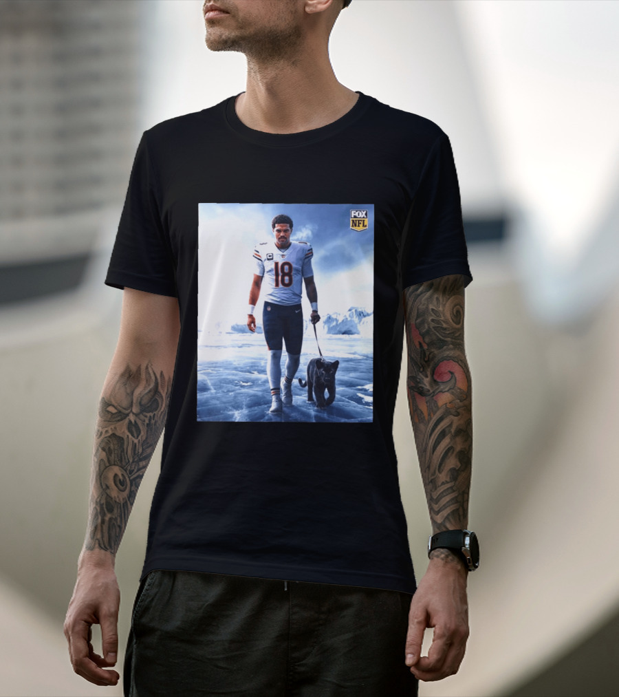 Chicago Bears Caleb Williams Black Panther NFL Ice Walk T-Shirt