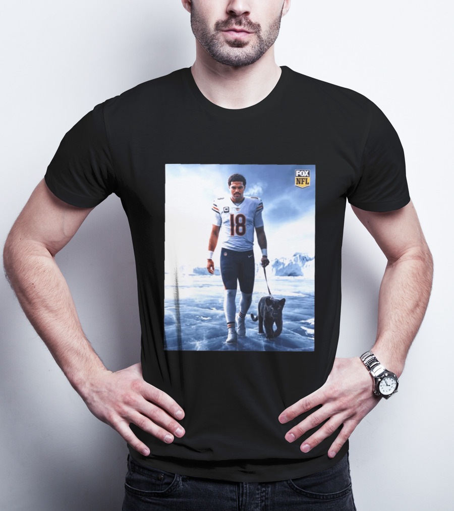 Chicago Bears Caleb Williams Black Panther NFL Ice Walk T-Shirt