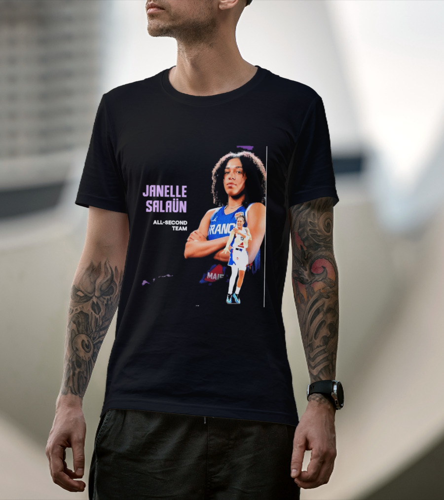 Janelle Salaun France Basketball All Second Team Player T-Shirt