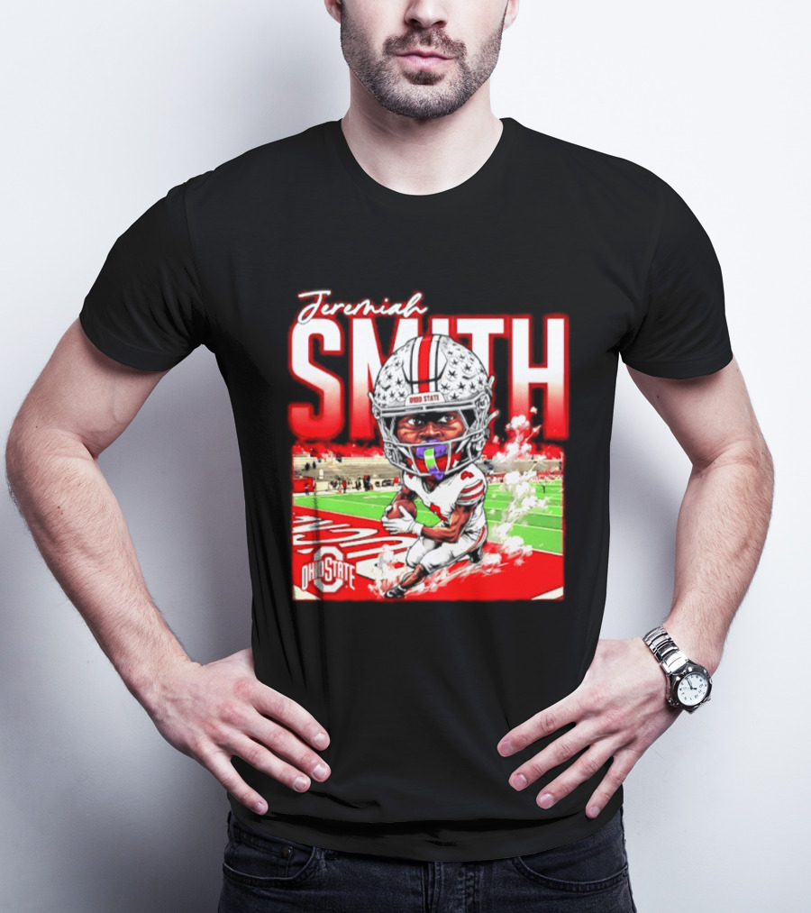 Jeremiah Smith Ohio State Buckeyes NCAA Player Running Caricature T-Shirt