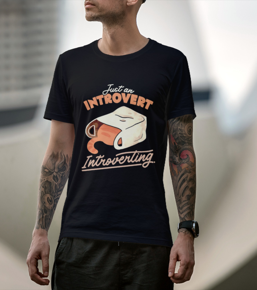 Just An Introvert Introverting Cat In A Bag T-Shirt