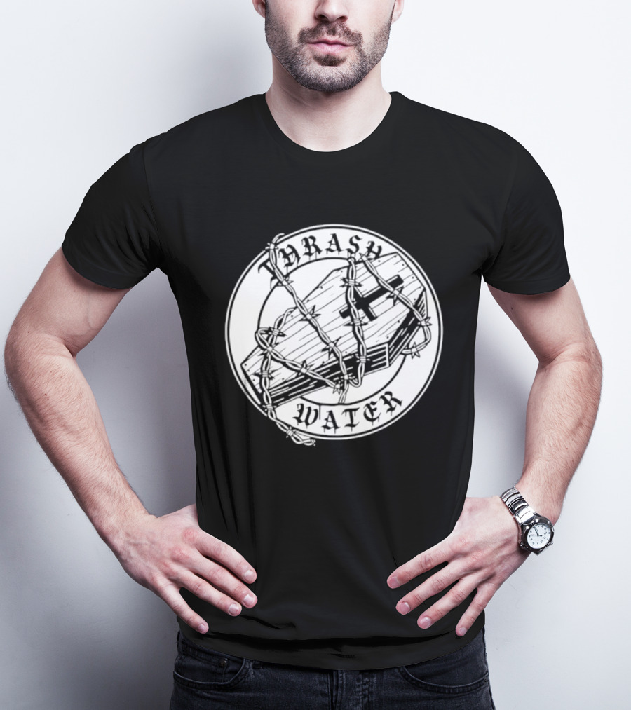 Thrash Water Coffin Barbed Wire Hardcore Punk Circle T-Shirt